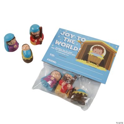 3/4" - 1" Tiny Nativity Toy Handouts Set with Card for 12