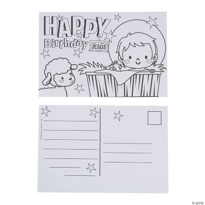6" x 4" Color Your Own Happy Birthday Jesus Postcards - 24 Pc ...