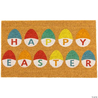 Natural Coir Happy Easter Egg Outdoor Doormat 18" x 30" | Oriental Trading