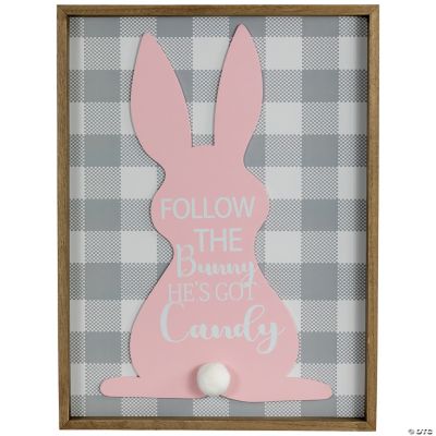 15.75" Framed "Follow the Bunny He's Got Candy" Easter Wall Sign ...