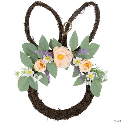 15" Bunny Ears Floral Easter Twig Wreath