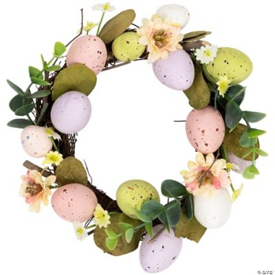 Pastel Easter Egg Mini Spring Easter Wreath Pink and Yellow 8-Inch