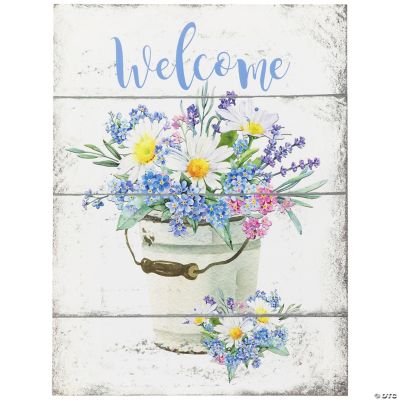 16" Spring Floral "Welcome" Wall Sign | Oriental Trading