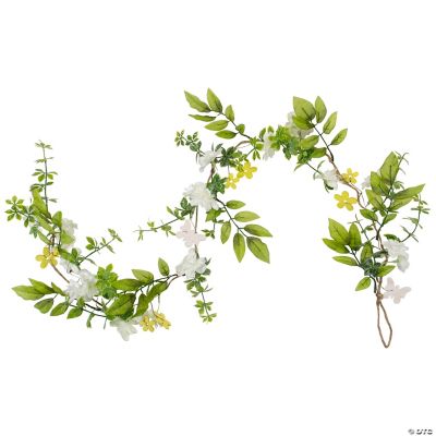 4' White Floral and and Mixed Foliage Spring Garland