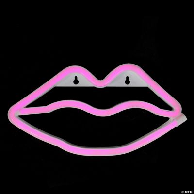 10.5" Pink Lips LED Neon Style Valentine's Day Wall Sign | Oriental Trading