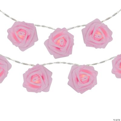 10-Count Pink Rose Flower LED String Lights 4.5ft Clear Wire