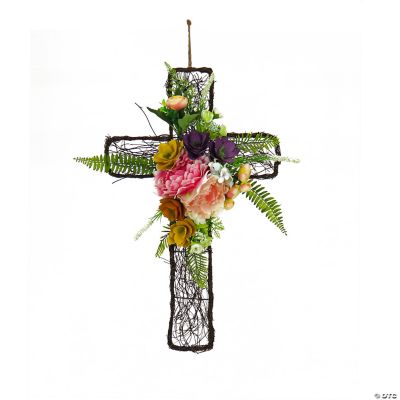 National Tree Company 23" Floral Easter Cross