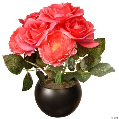 National Tree Company 9" Potted Rose in Ceramic Pot