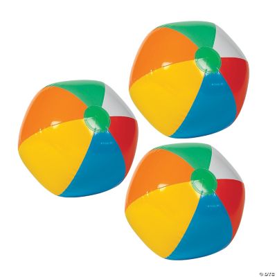 Inflatable 12" Classic Colorful Large Vinyl Beach Balls - 3 Pc ...