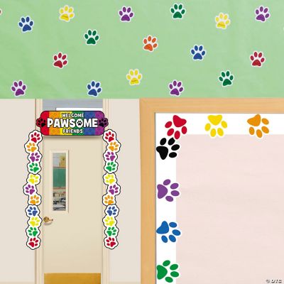 Paw Print Multicolor Cardstock Classroom Decorating Kit – 67 Pc.
