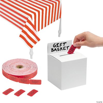 5" x 7" Plain White Cardstock Raffle Box & Tickets Carnival Party Kit ...