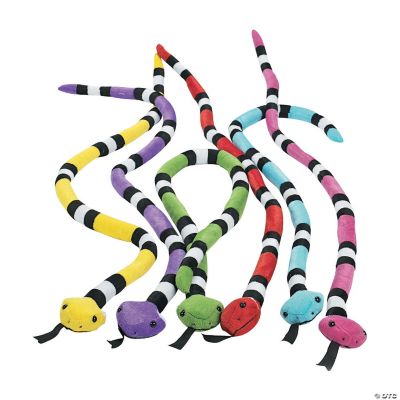 45" Brightly Colored Striped Stuffed Coral Snake Toys - 6 Pc ...