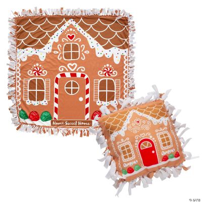 Gingerbread House Fleece Tied Throw & Pillow Craft Kit - Makes 12