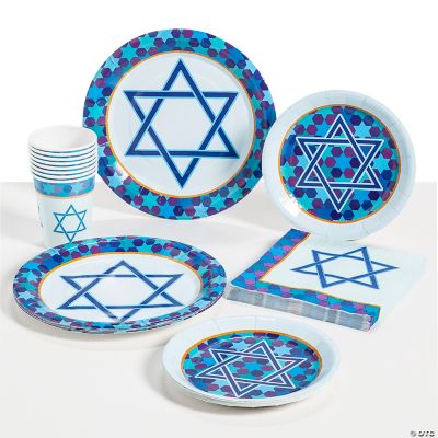 40 Pc. Blue Star of David Party Disposable Tableware Kit for 8 Guests