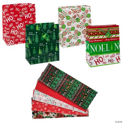 Value Christmas Multicolor Gift Bags & Tissue Paper Kit for 12 – 62 Pc.