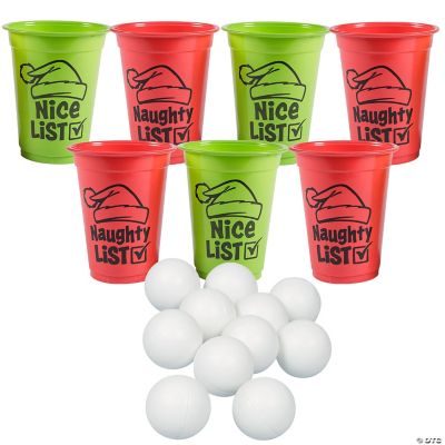 Red & Green Naughty or Nice Cup & Table Tennis Beer Pong Game Kit – 62 ...