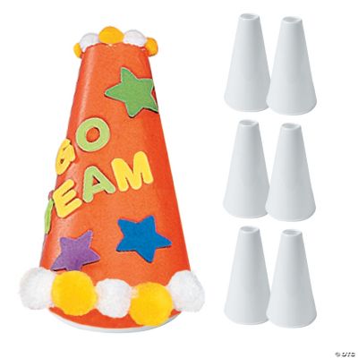 4 3/4" x 8" DIY Paintable White Plastic Megaphones - 6 Pc.