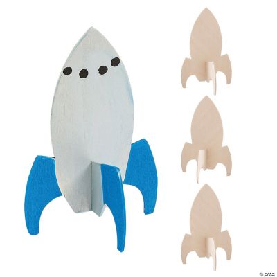 4 1/4" x 6 1/4" DIY Crafts 3D Unfinished Wood Rockets - Makes 3