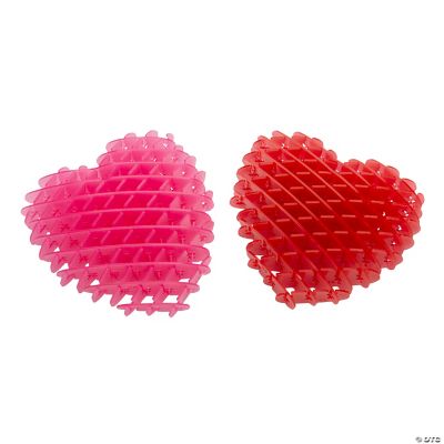 3" x 2 1/2" Mini Expanding Mesh Fidget Worm Valentine Hearts - 12 Pc ...