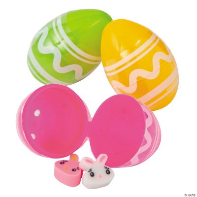 1 3/4" Bulk 48 Pc. Mini Bright Color Easter Eggs with Rubber Erasers ...