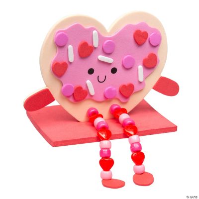 5" x 5 1/4" Valentine Sugar Cookie Heart with Bead Dangle-Legs Craft ...