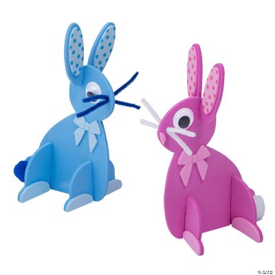 3 3/4" x 5 3/4" 3D Sitting Easter Bunny Foam Craft Kit - Makes 12 | Oriental Trading