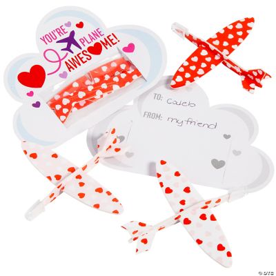 Bulk 96 Pc. Mini Heart Print Gliders Valentine Exchanges with Card for 48