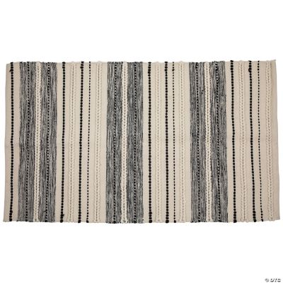3.5' x 2.25' Cream and Black Twisted Textured Handloom Woven Outdoor ...