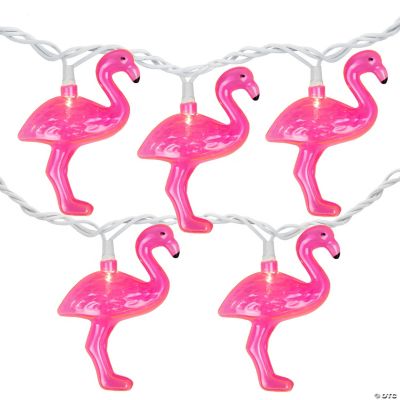 10ct Pink Flamingo Summer Patio String Light Set 7.25ft White Wire ...