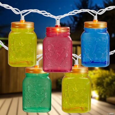 10-Count Multi-Color Mini Mason Jar Novelty String Light Set 7.5ft ...