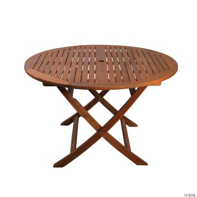 47" Brown Solid Round Outdoor Acacia Wood Folding Patio Dining Table