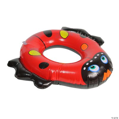 24" Inflatable Red and Black Ladybug Swim Ring Tube Pool Float ...