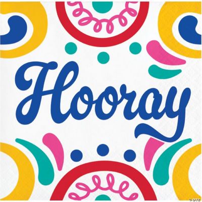 Birthday Swirls "Hooray" Beverage Napkins, 48 ct | Oriental Trading