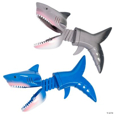 7 1/4" x 4 1/4" Gray & Blue Extending Shark Chomping Grabbers - 6 Pc ...