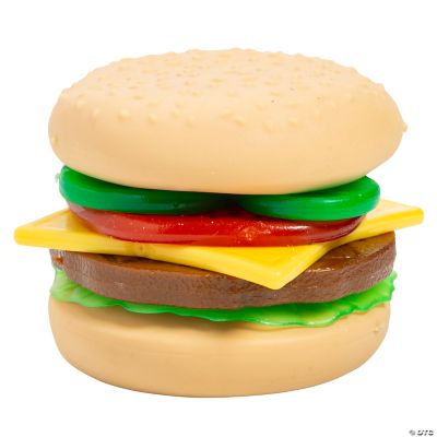 3" x 2 1/2" Stretchy Rubber Cheeseburger & Toppings Food Toys - 12 Pc ...