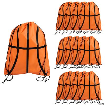 14" x 18" Large Basketball Polyester Drawstring Bags - 12 Pc ...