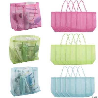 15 3/4" x 14" Green, Purple & Blue Mesh Tote Bags Assortment - 12 Pc ...