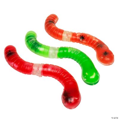 9 1/2" Jumbo Stretchy Liquid-Filled Rubber Fidget Earthworms - 12 Pc ...