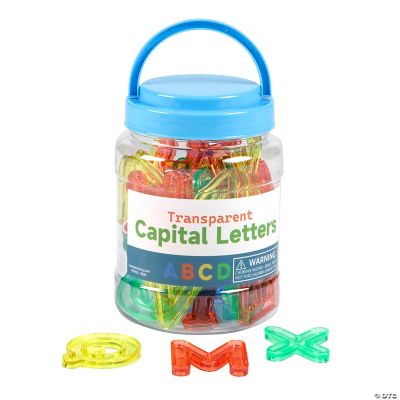 Translucent Capital Alphabet Multicolor Plastic Counters in Jar – 52 Pc. | Oriental Trading