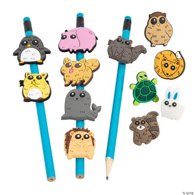 3/4" Animals Themed Rubber Pencil Charms Assortment - 24 Pc. | Oriental ...