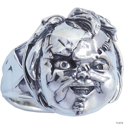 Child’s Play™ Scarred Chucky Face Sterling Silver Ring | Oriental Trading