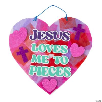 7 3/4" Valentine Jesus Loves Me to Pieces Tissue Paper Acetate Sign ...