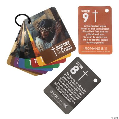 3 1/2" x 5" Religious Journey to the Cross Cards on a Ring - 12 Pc ...