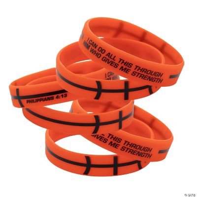 7 1/4" Religious Basketball Bible Verse Rubber Bracelets - 12 Pc ...