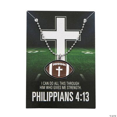 20" Religious Football Necklaces with Bible Verse Card - 12 Pc ...