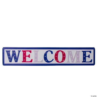 18" Metal Patriotic "WELCOME" Sign with Stars Wall Decor | Oriental Trading