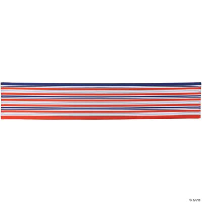 71" Red White and Blue Americana Striped Table Runner | Oriental Trading