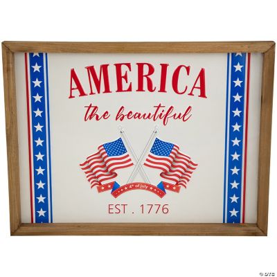 America the Beautiful Patriotic Framed Wall Sign - 15.75" | Oriental ...