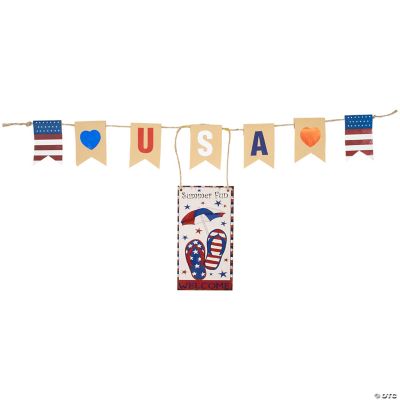 USA Summer Fun Welcome Patriotic Hanging Wall Decoration - 30.5 ...