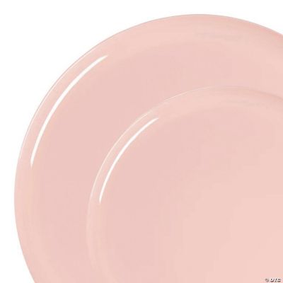 Pink Flat Round Disposable Plastic Dinnerware Value Set - 20 Dinner ...